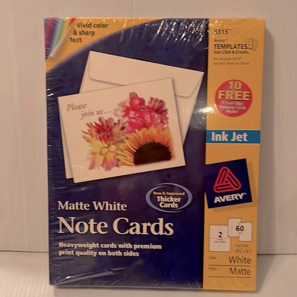 Avery | Party Supplies | Nwt Avery 835 Matte White Heavy Weight Ink ...